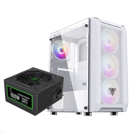 Fantech Aero CG80 RGB Mid Tower Case - Space Edition White + T-Dagger T-TPS201 600W Power Supply ...